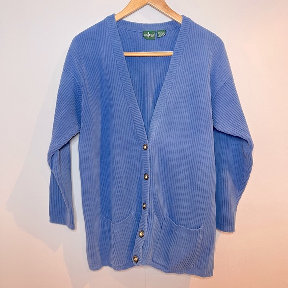 Hunt Club | Sweaters | Vintage Hunt Club Blue Ribbed Oversized Grandpa ...